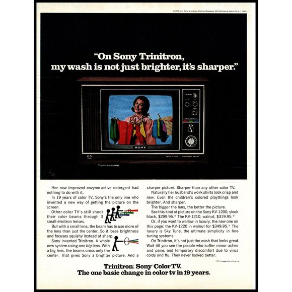 Sony | Art | 97 Sony Television Triniton Color Tv On Vintage Print Ad ...